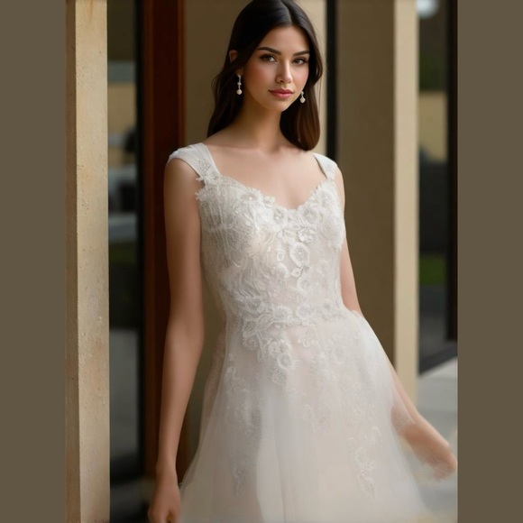 Alfred Angelo | Dresses | Alfred Angelo Lace Midi Wedding Dress | Poshmark
